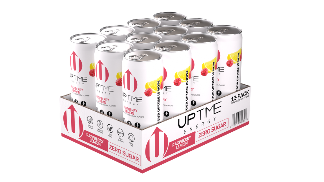 Raspberry Lemon Zero Sugar 12 Pack – UPTIME Energy