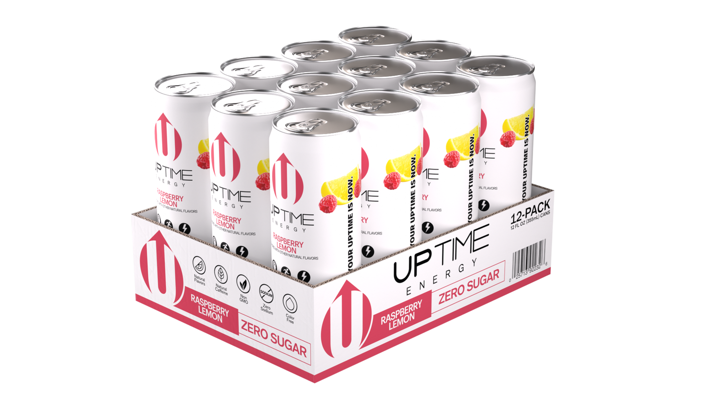 Raspberry Lemon Zero Sugar 12 Pack – UPTIME Energy