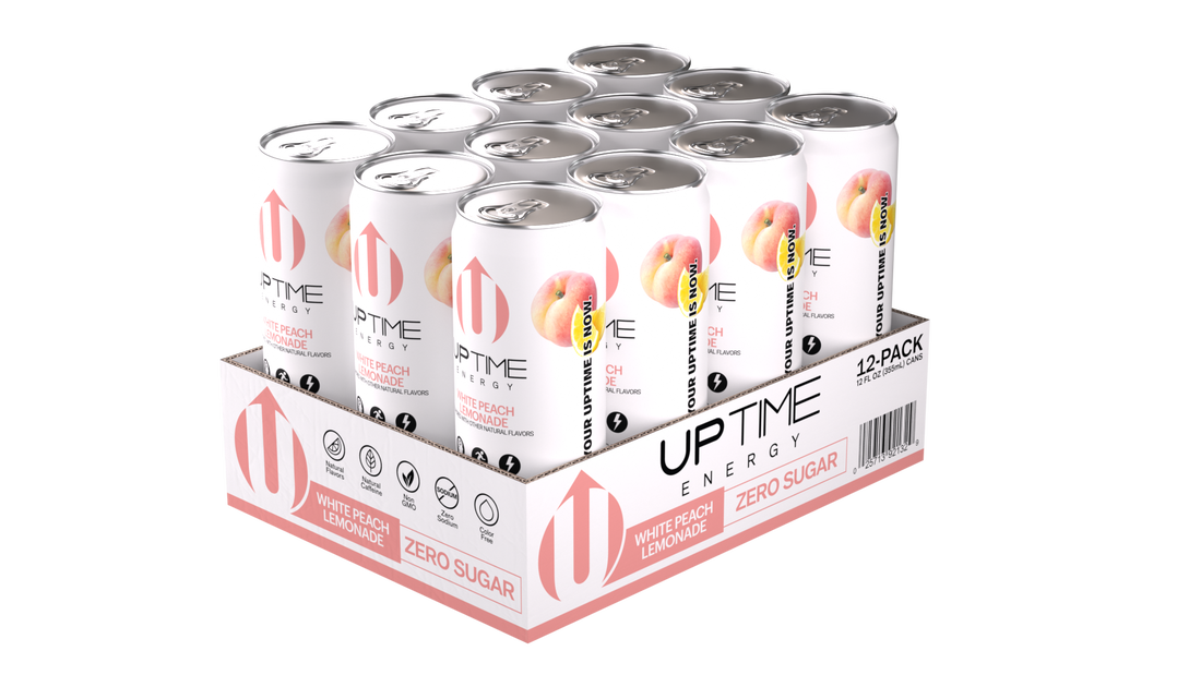 White Peach Lemonade Zero Sugar 12 Pack – UPTIME Energy