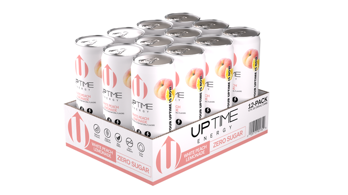 White Peach Lemonade Zero Sugar 12 Pack – UPTIME Energy