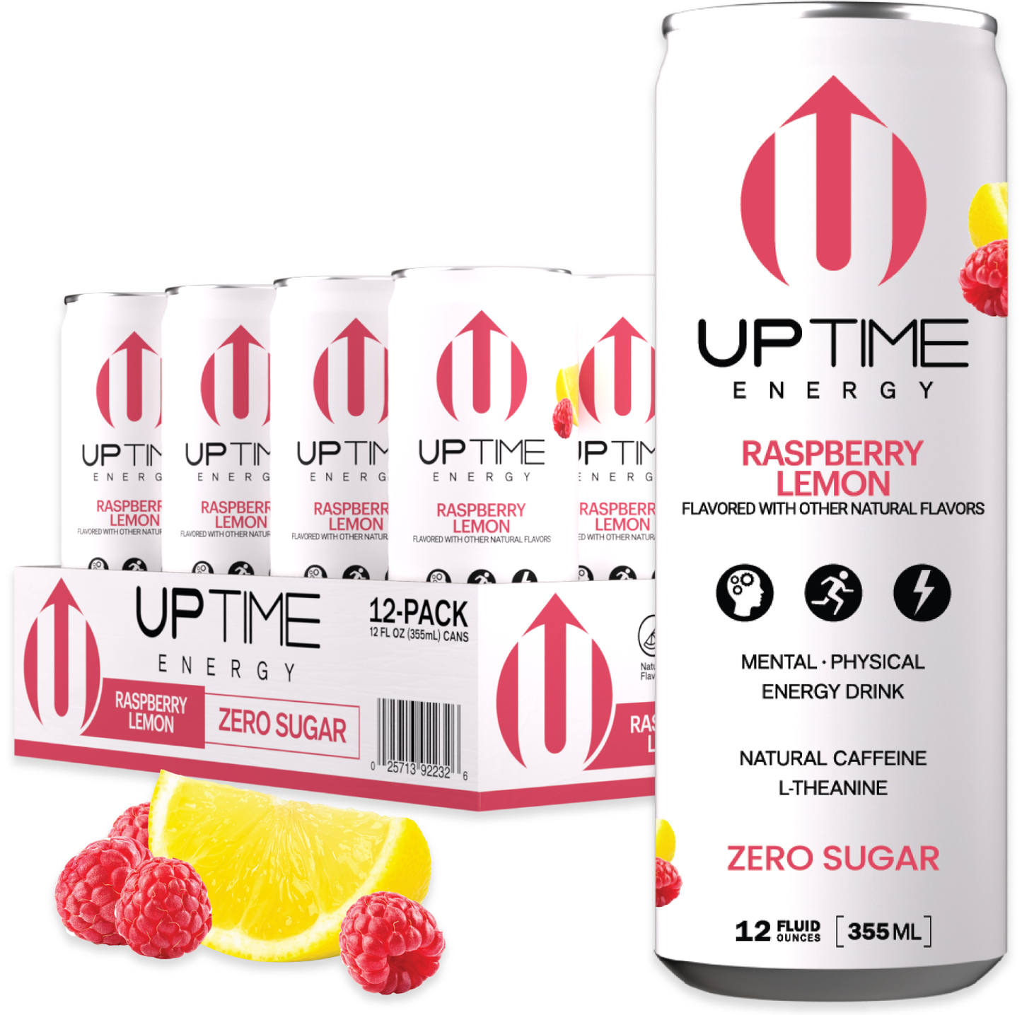 Raspberry Lemon Zero Sugar 12 Pack – UPTIME Energy